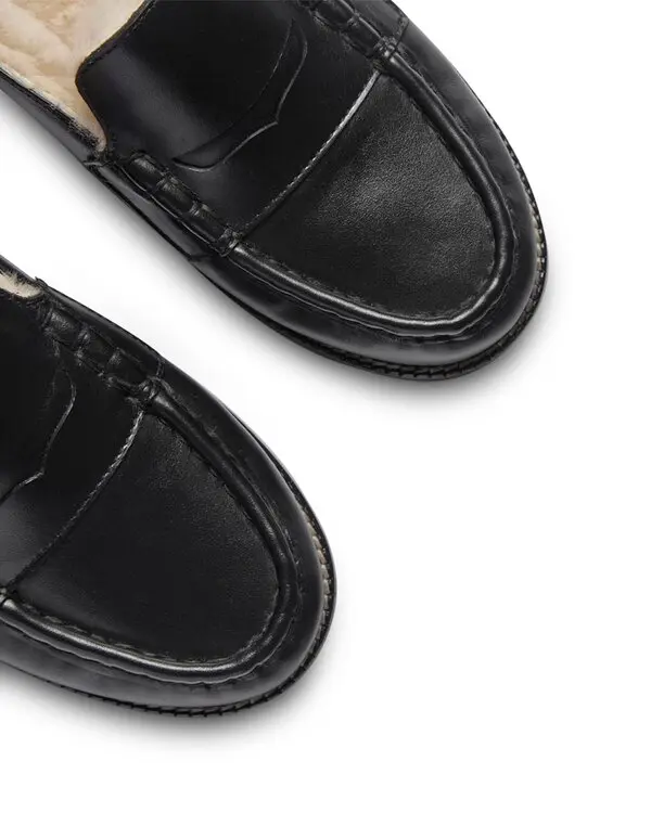 Freda Salvador Temi Shearling Lined Mule Flats - Black
