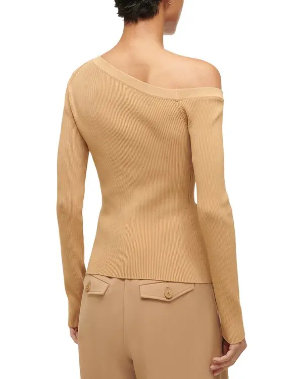 Staud Craftsman One Shoulder Ribbed Cardigan