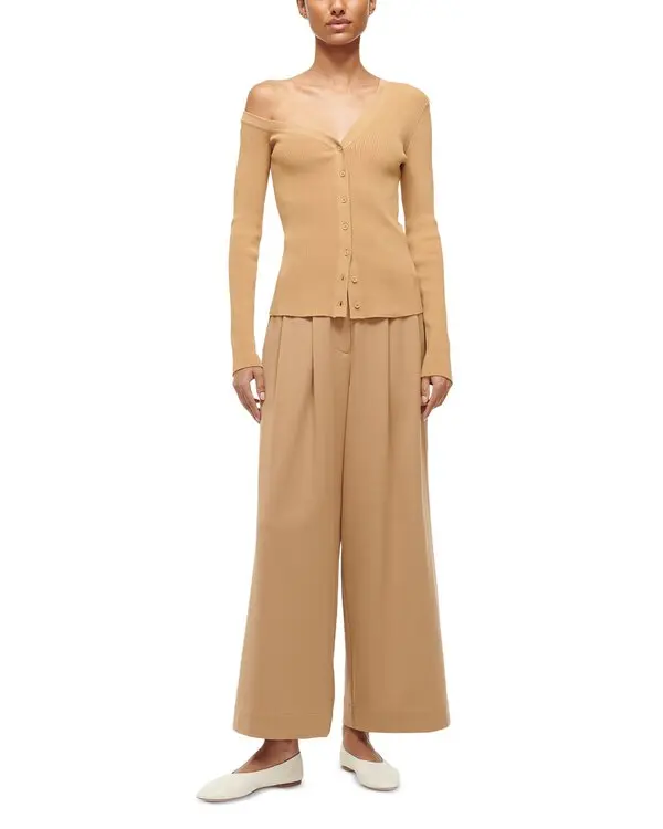 Staud Craftsman One Shoulder Ribbed Cardigan