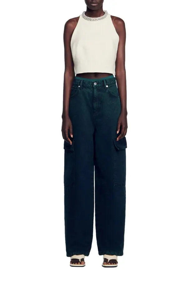 Sandro Dorine Sleeveless Crop Top