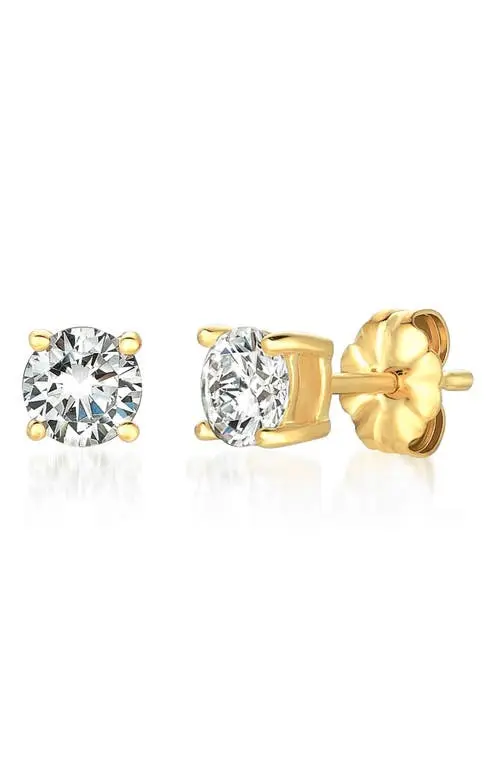 CRISLU Cubic Zirconia Stud Earrings - 18kt Yellow Gold