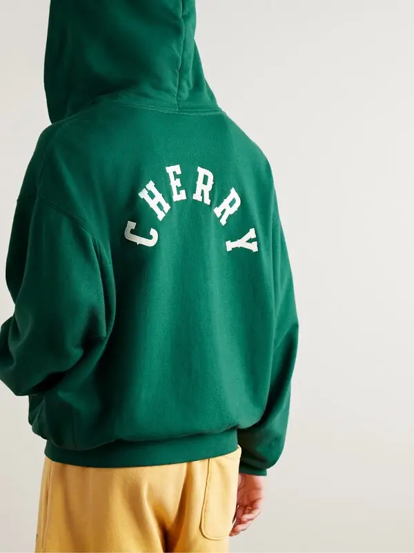 Cherry Los Angeles Logo-AppliquéD Cotton-Jersey Zip-Up Hoodie Xl