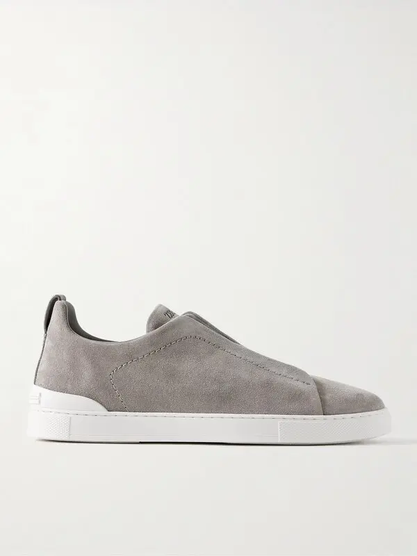 Zegna Triple Stitch™ Suede Slip-on Sneakers - Gray