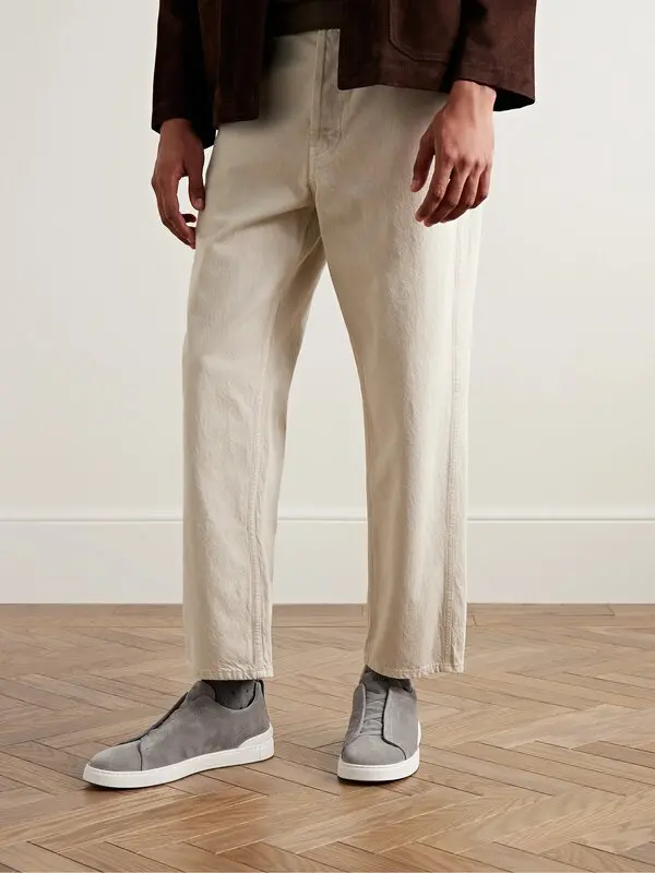 Zegna Triple Stitch™ Suede Slip-on Sneakers - Gray
