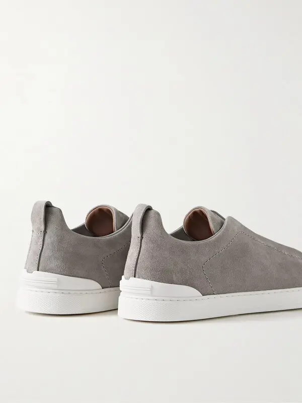 Zegna Triple Stitch™ Suede Slip-on Sneakers - Gray