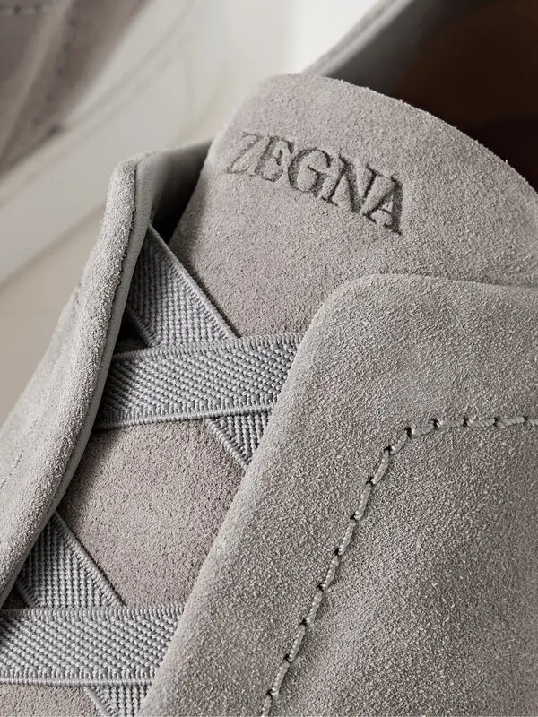 Zegna Triple Stitch™ Suede Slip-on Sneakers - Gray