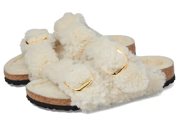 BIRKENSTOCK Arizona Big Buckle Teddy Sandals - White