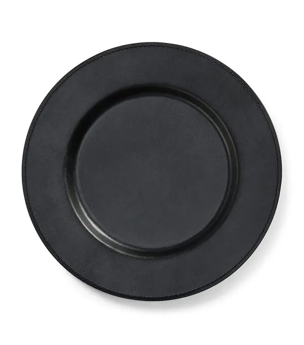 Ralph Lauren Leather Wyatt Charger Plate - Black