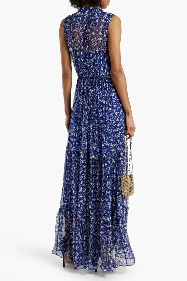 Saloni Alexia Gathered Floralprint Silkgeorgette Maxi Dress