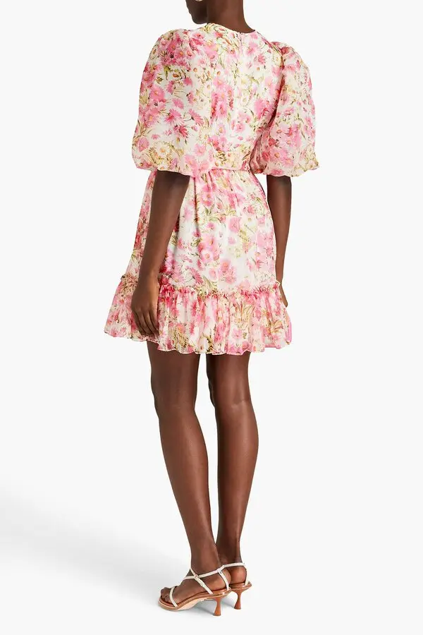 Bytimo Gathered Floral-Print Organza Mini Dress In Pink - 85% Off |  Editorialist