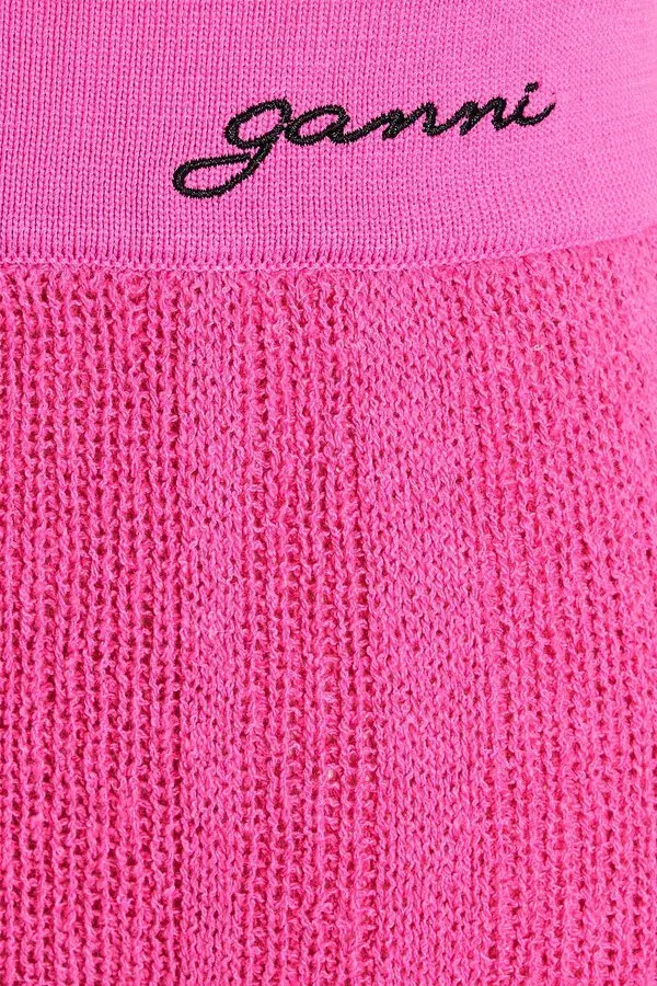 GANNI Ruffled Knitted Midi Skirt