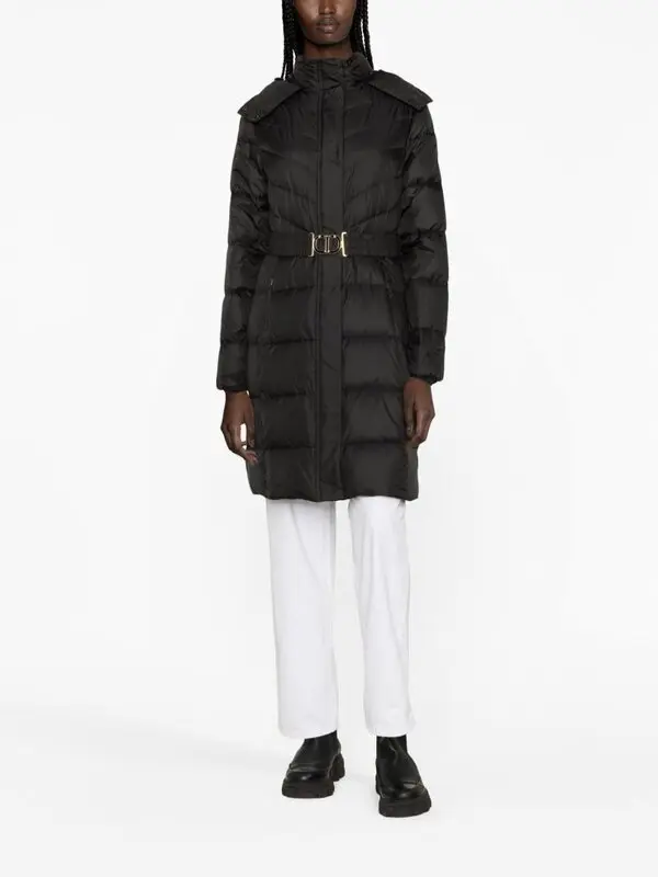 TWINSET Hooded Belted Puffer Coat - Black