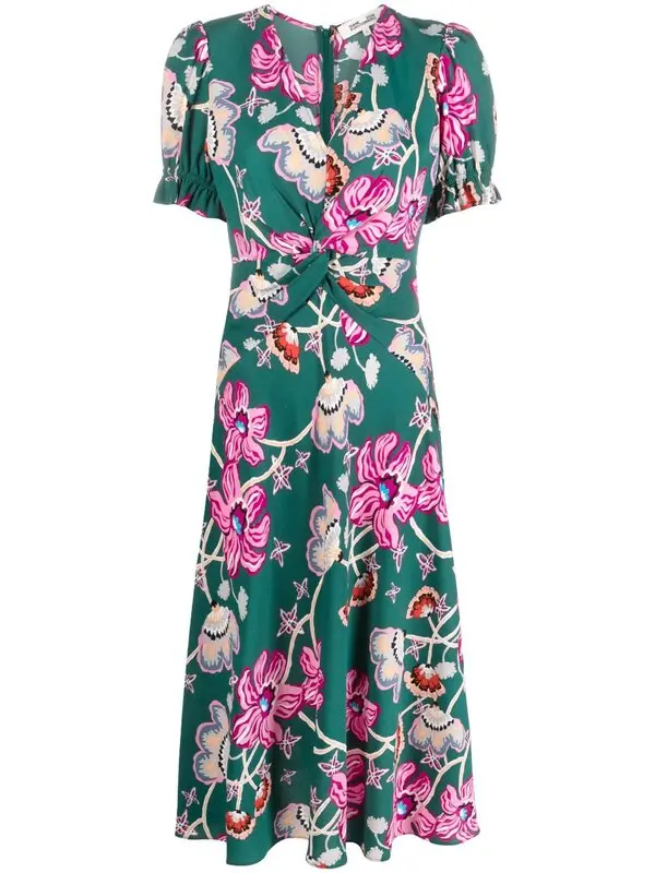 Diane Von Furstenberg Anaba Floral-print Crêpe Dress - Green