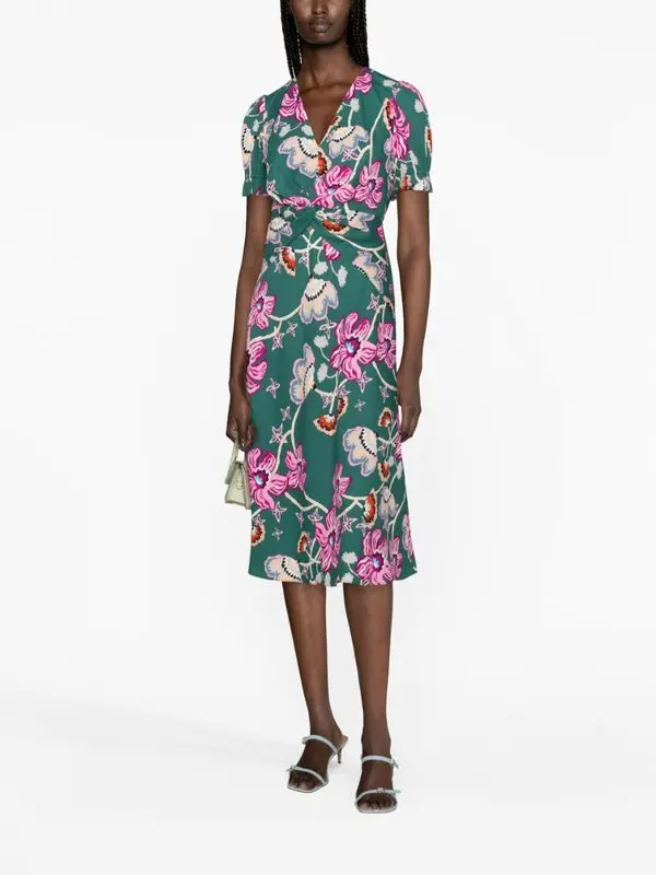 Diane Von Furstenberg Anaba Floral-print Crêpe Dress - Green
