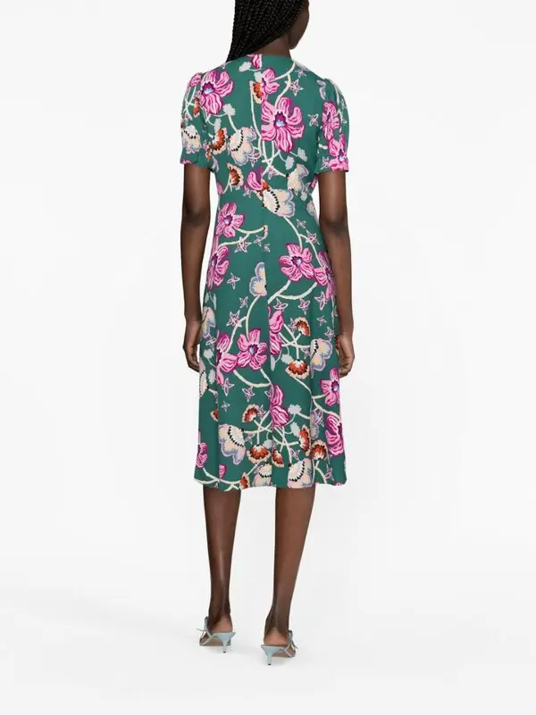 Diane Von Furstenberg Anaba Floral-print Crêpe Dress - Green