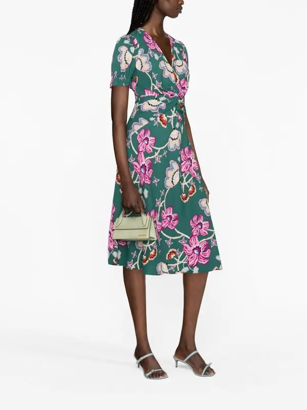 Diane Von Furstenberg Anaba Floral-print Crêpe Dress - Green