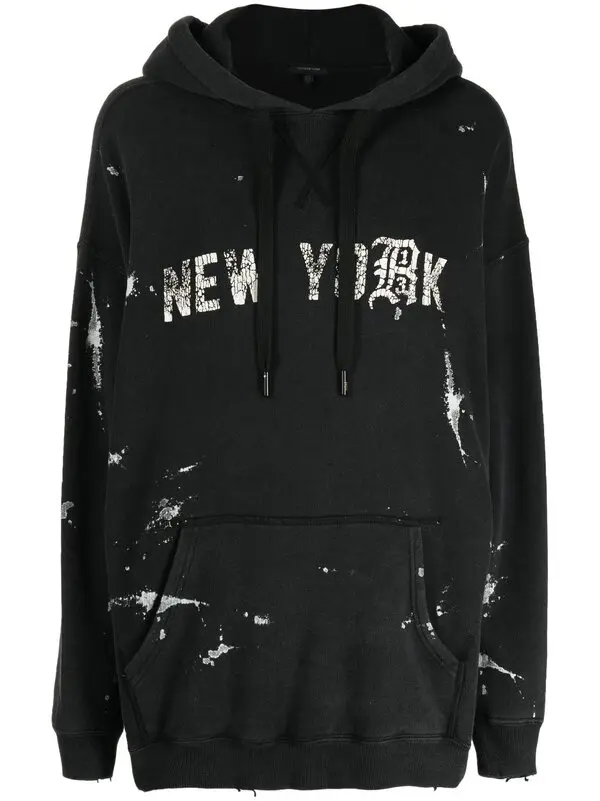 R13 Slogan-print Distressed Hoodie