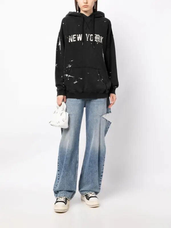 R13 Slogan-print Distressed Hoodie