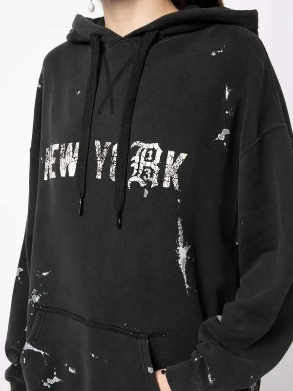 R13 Slogan-print Distressed Hoodie