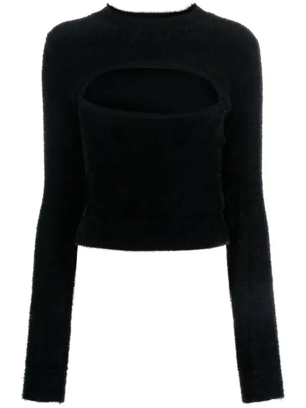 Moschino Long-sleeve Faux-fur Jumper - Black