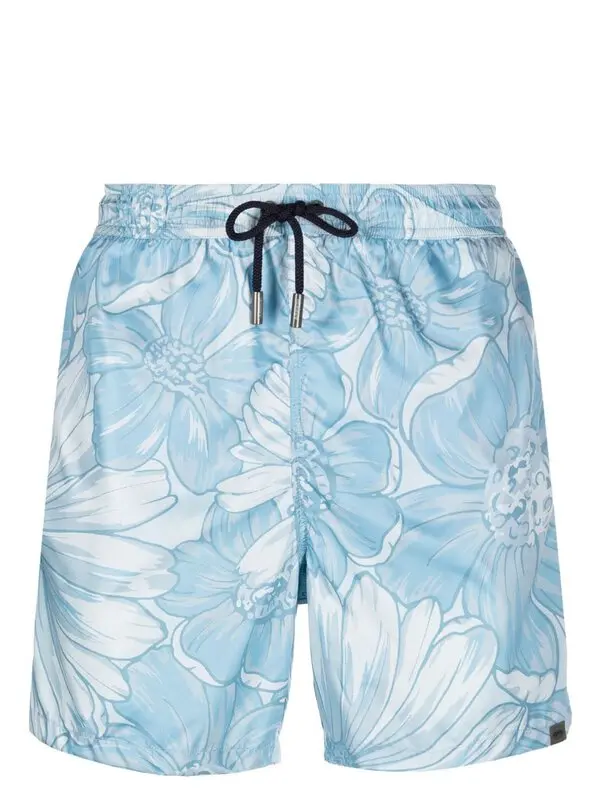 Aspesi Floral-print Swim Shorts - Blue
