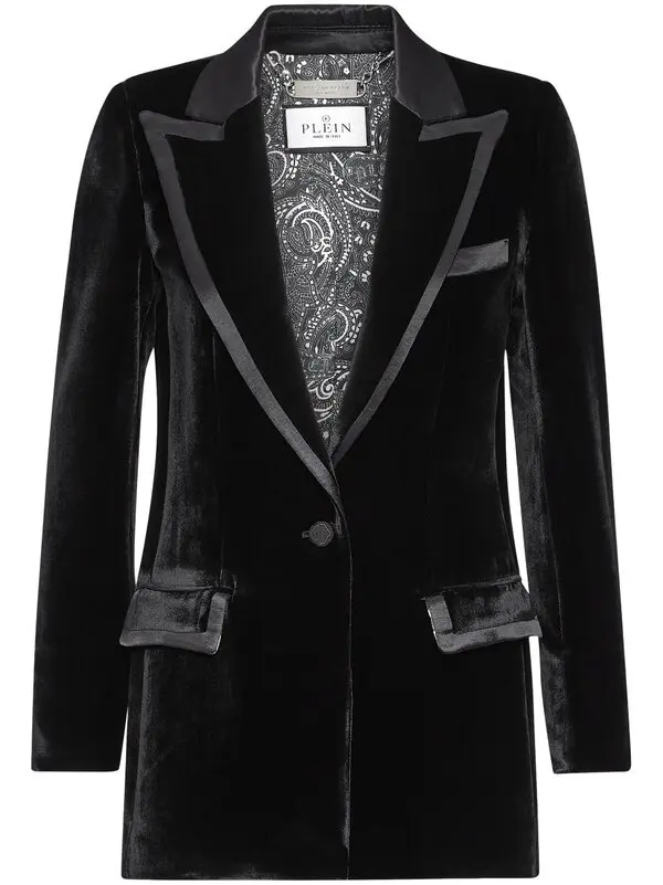 Philipp Plein Velvet Blazer With Contrasting Trim