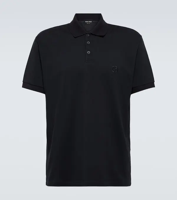 Giorgio Armani Cotton-blend Polo Shirt - Blue