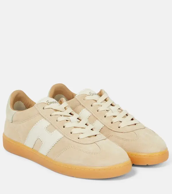 Hogan H647 Leather-trimmed Suede Sneakers - Beige