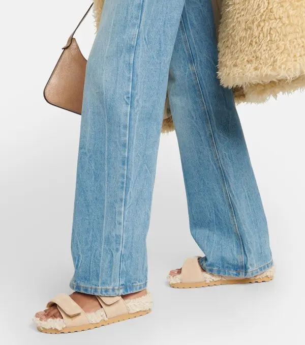 GIA BORGHINI Alvine Suede And Shearling Slides