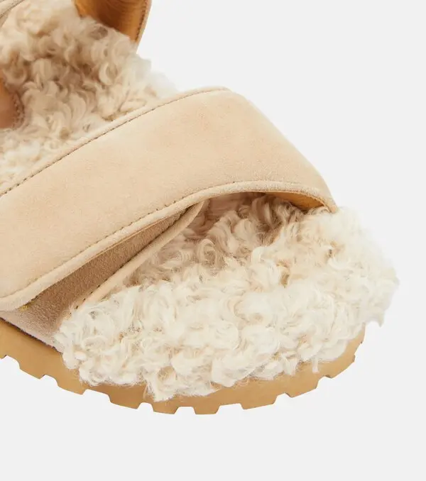 GIA BORGHINI Alvine Suede And Shearling Slides