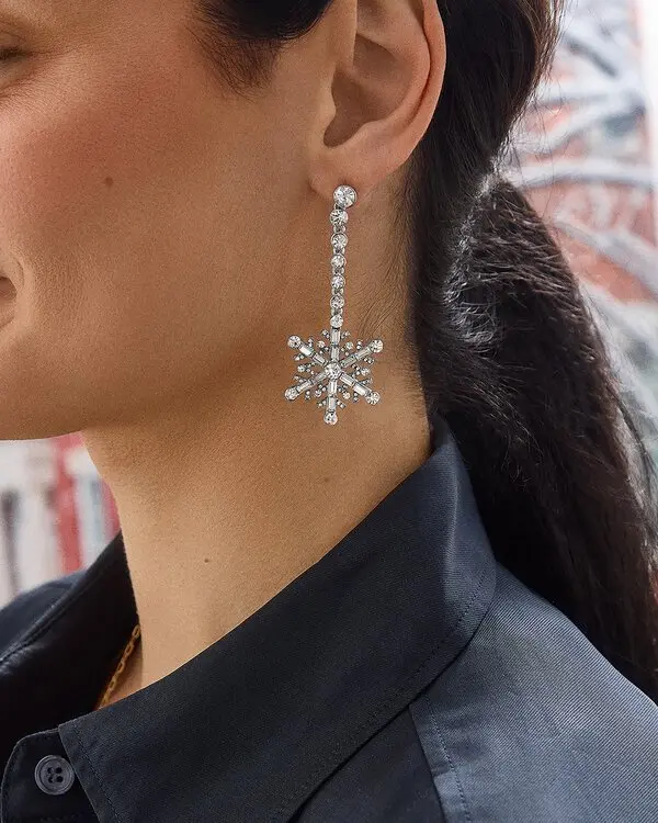 Clarins Baublebar Having A Snowball Snowflake Drop Earrings