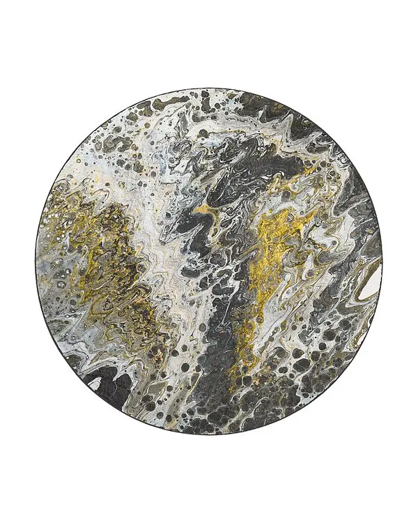 DALYN RUG COMPANY Kikiamo Kk13 Round Area Rug, 8' X 8 - Graphite/black