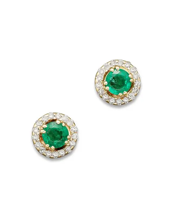 Bloomingdale'S Emerald And Diamond Stud Earrings - Multi
