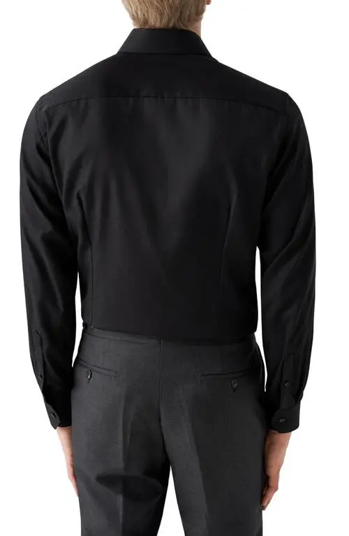Eton Contemporary Fit Diamond Weave Dress Shirt - Black