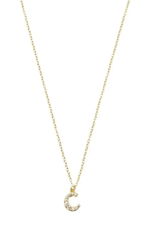 Argento Vivo Mini Pavé Initial Pendant Necklace - Gold C