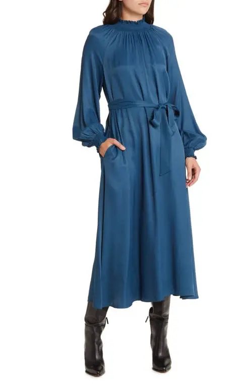 Nordstrom Smocked Neck Satin Dress