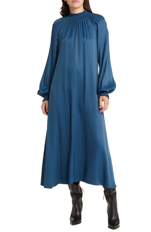 Nordstrom Smocked Neck Satin Dress