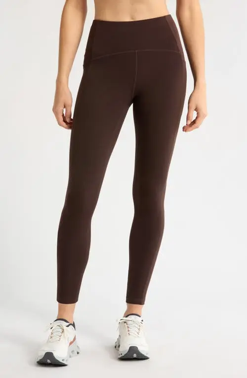 Zella Studio Luxe High Waist Pocket 7/8 Leggings - Brown Mole
