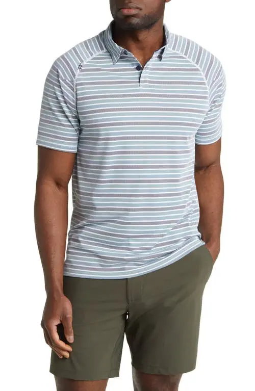 RHONE Delta Stripe Piqué Polo - Navy/green Stripe