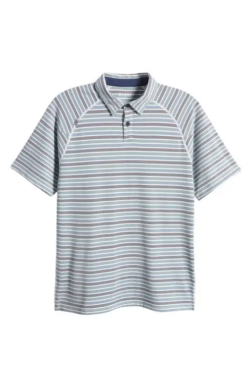 RHONE Delta Stripe Piqué Polo - Navy/green Stripe
