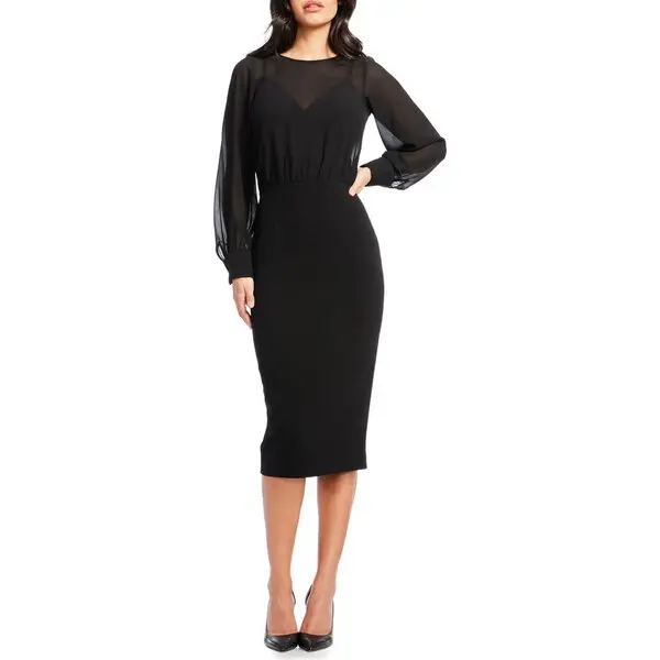 Dress The Population Pilar Mixed Media Dress - Black