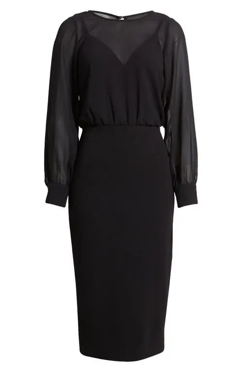 Dress The Population Pilar Mixed Media Dress - Black