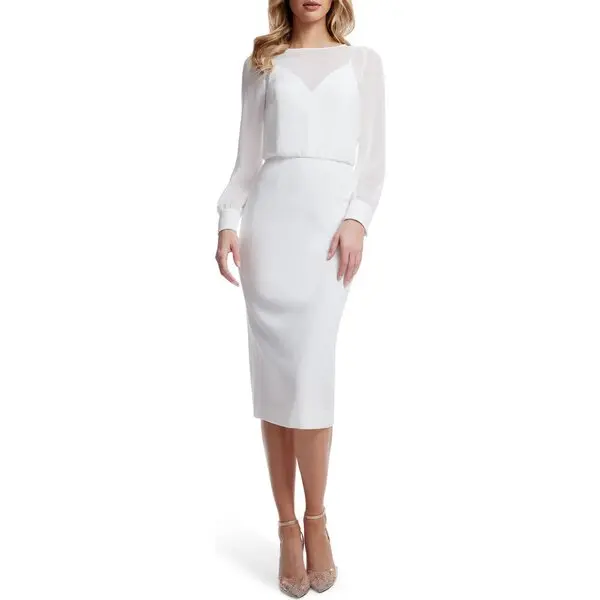 Dress The Population Pilar Mixed Media Dress - White