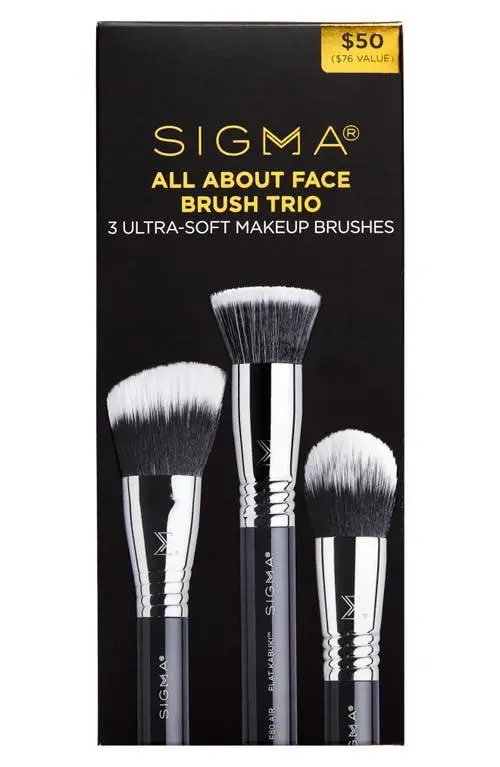 SIGMA BEAUTY All About Face Makeup Brush Trio Set $76 Value