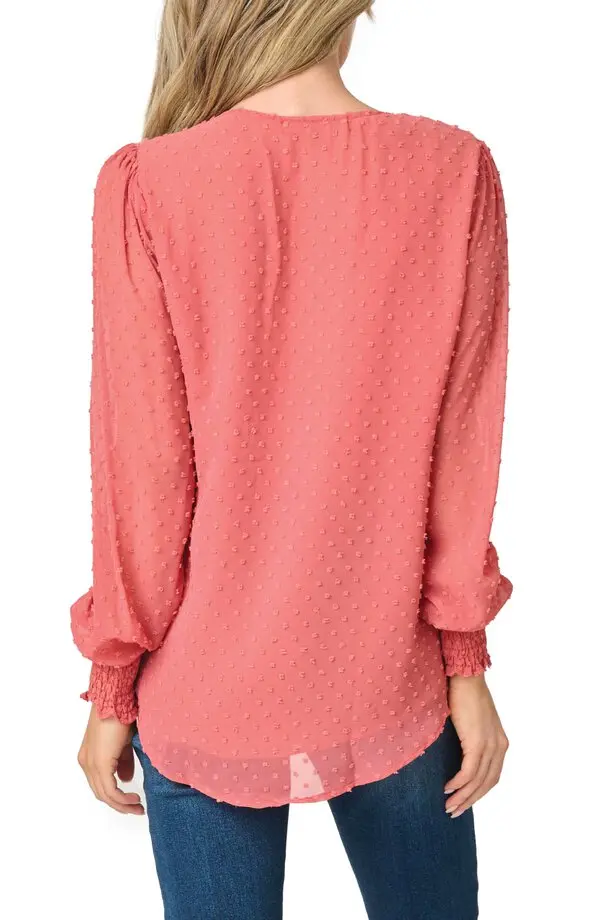 GIBSONLOOK Pin Dot Smocked Blouse