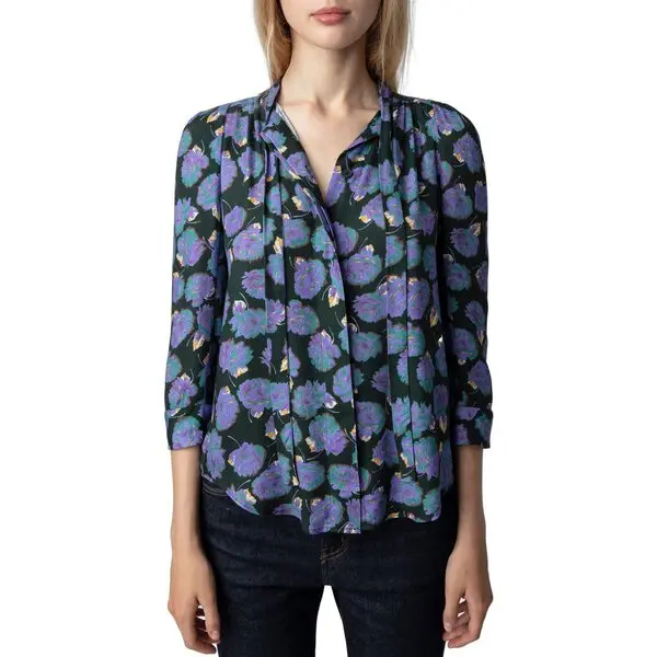 Zadig&Voltaire Floral Tie-neck Top