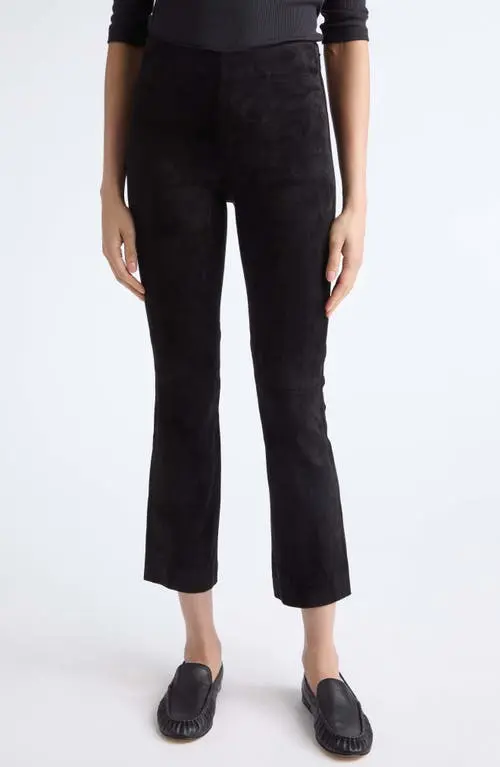 Vince Lambskin Suede Crop Flare Leg Pants - Black
