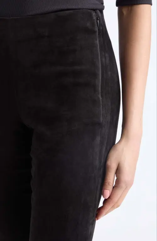 Vince Lambskin Suede Crop Flare Leg Pants