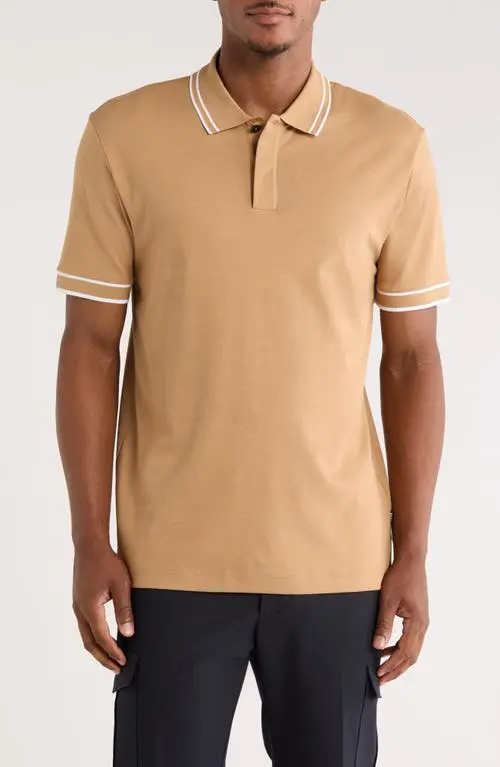 BOSS Parlay Tipped Cotton Polo - Beige