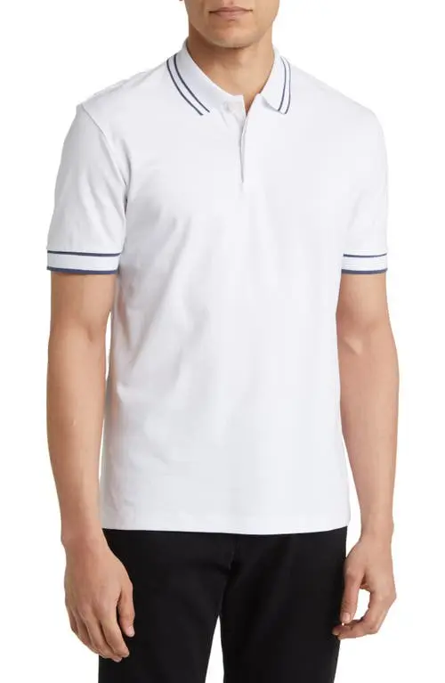 BOSS Parlay Tipped Cotton Polo - White